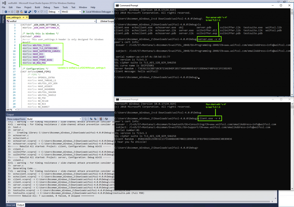 Building wolfSSL and TLS 1.3 on Windows - wolfSSL